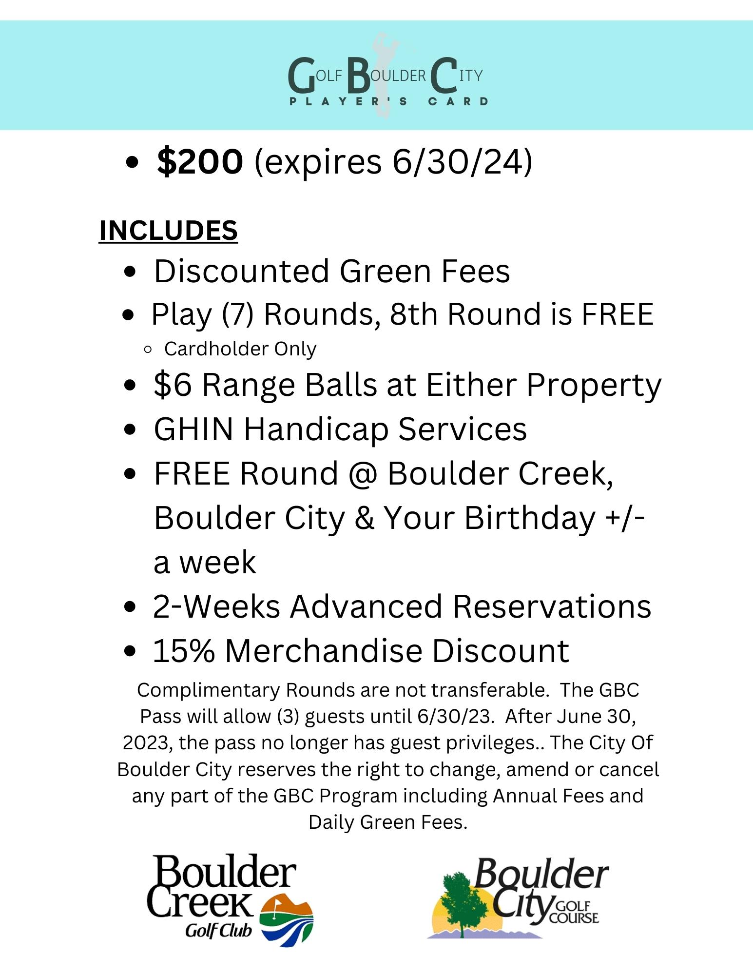 Course Specials - Boulder City Golf