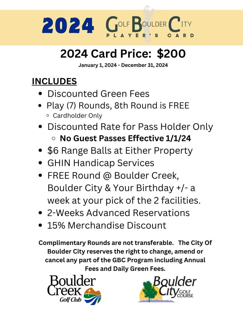 Course Specials - Boulder City Golf
